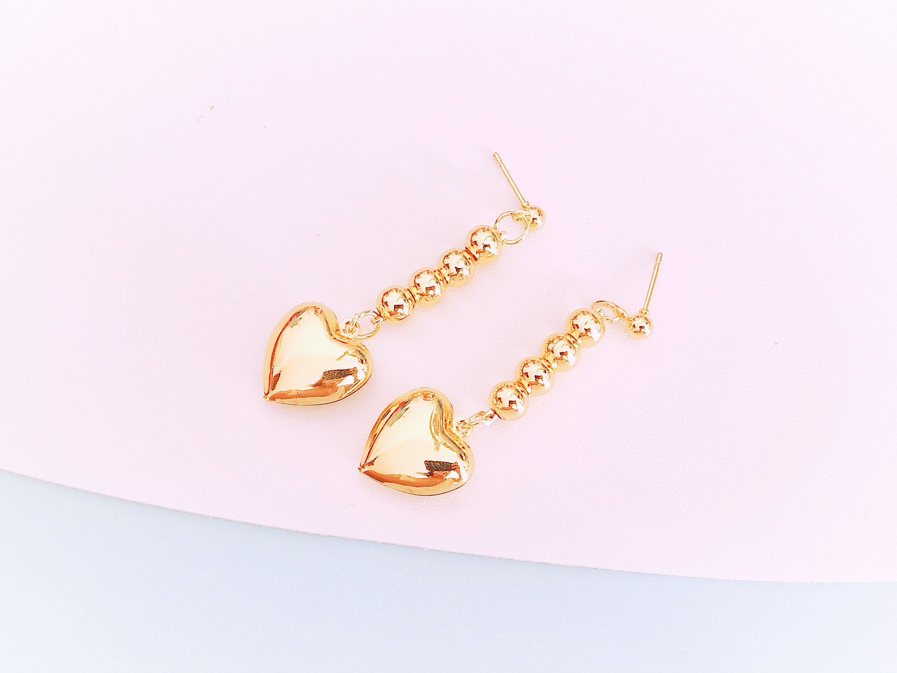 Golden Heart Earrings Dangling Japanese Animation for Manga Cosplay ...