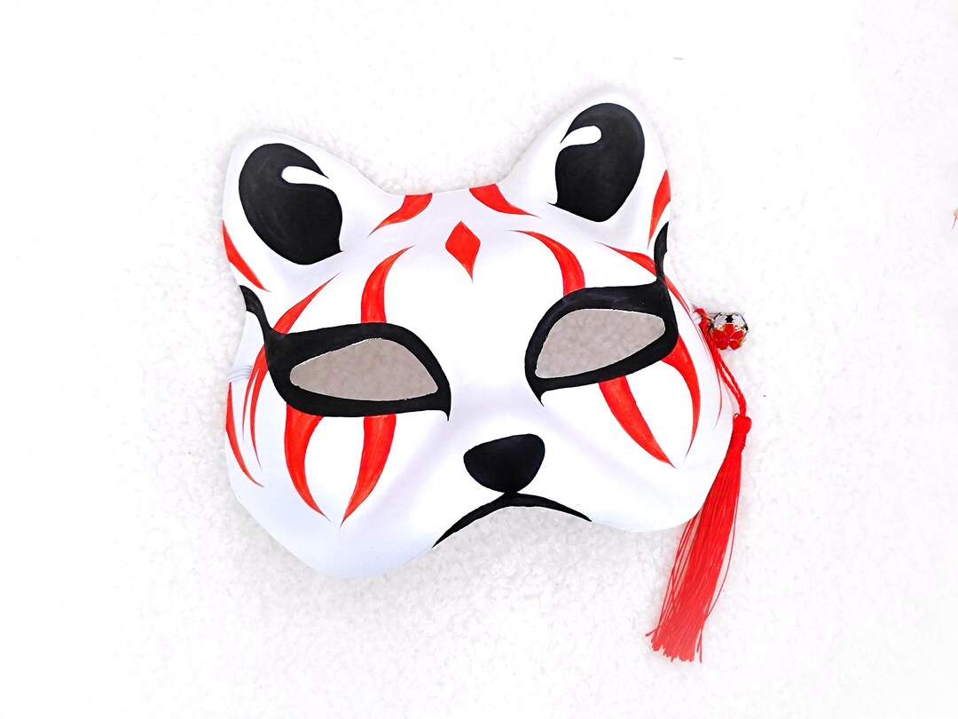 Kitsune Disguise Mask Man Unisex Black Red Yellow Anime Costume Mask ...