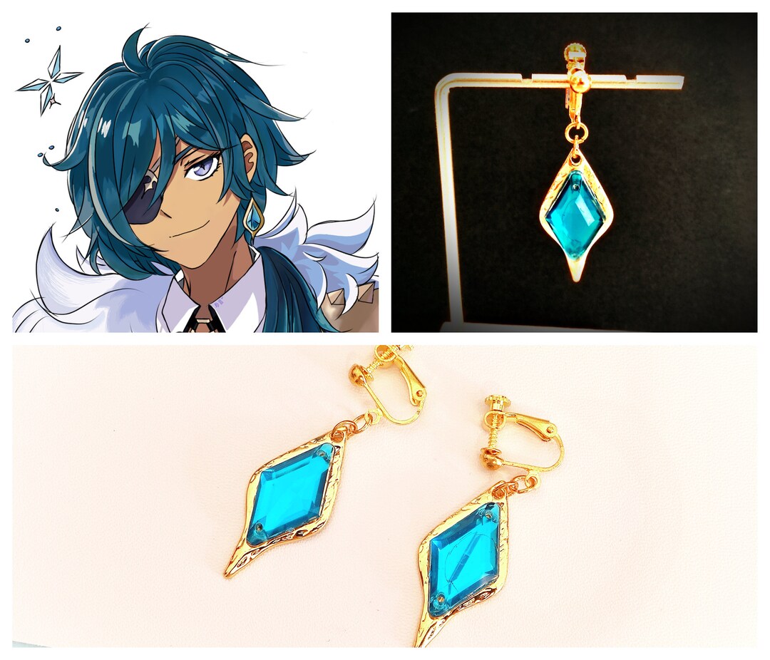 Non-pierced Clip Earring Costume Genshin Impact Cosplay Kaeya Alberich ...