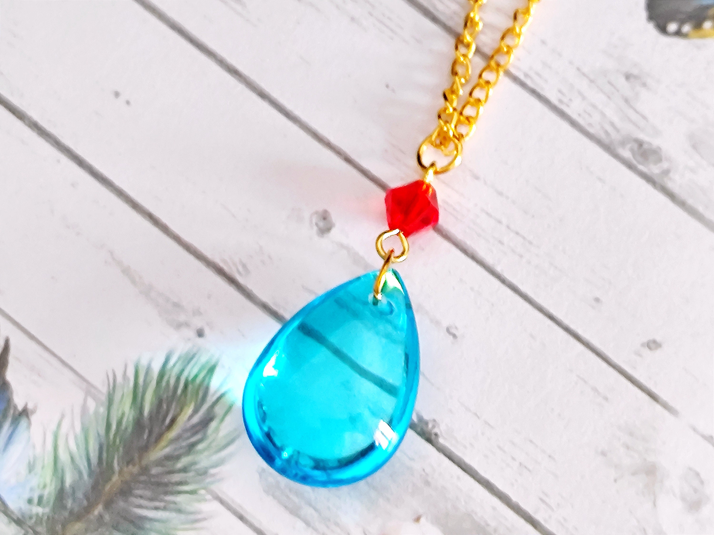 Blue Crystal Drop Pendant Necklace Inspired by Howl's Moving Castle ...