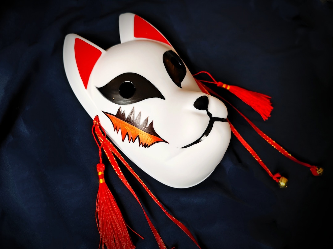 Mask Man Boy Disguise Kitsune Mask Japanese Costume Handmade Fox From ...