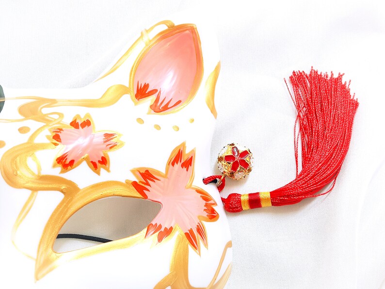 Kitsune Woman Costume Mask With Sakura Flower Animated Costume - Etsy