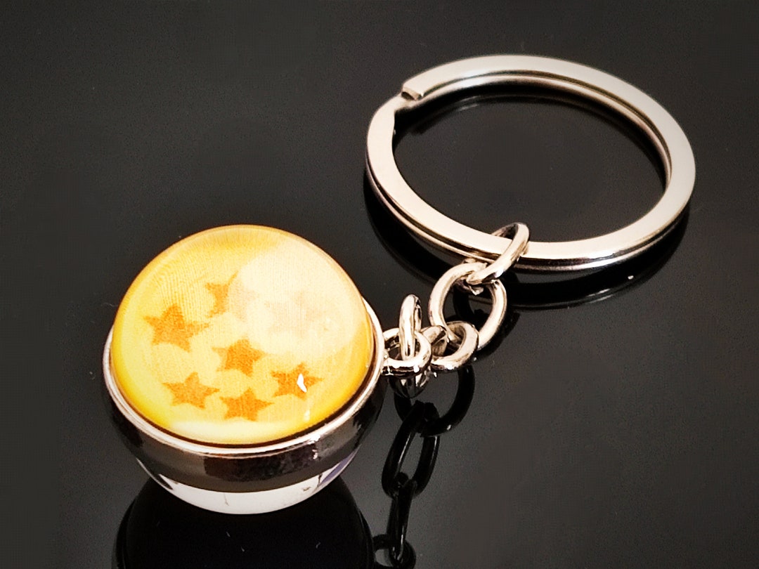 Yellow Glass and Metal Keychains Inspired by Dragon Ball Goku the 7 ...