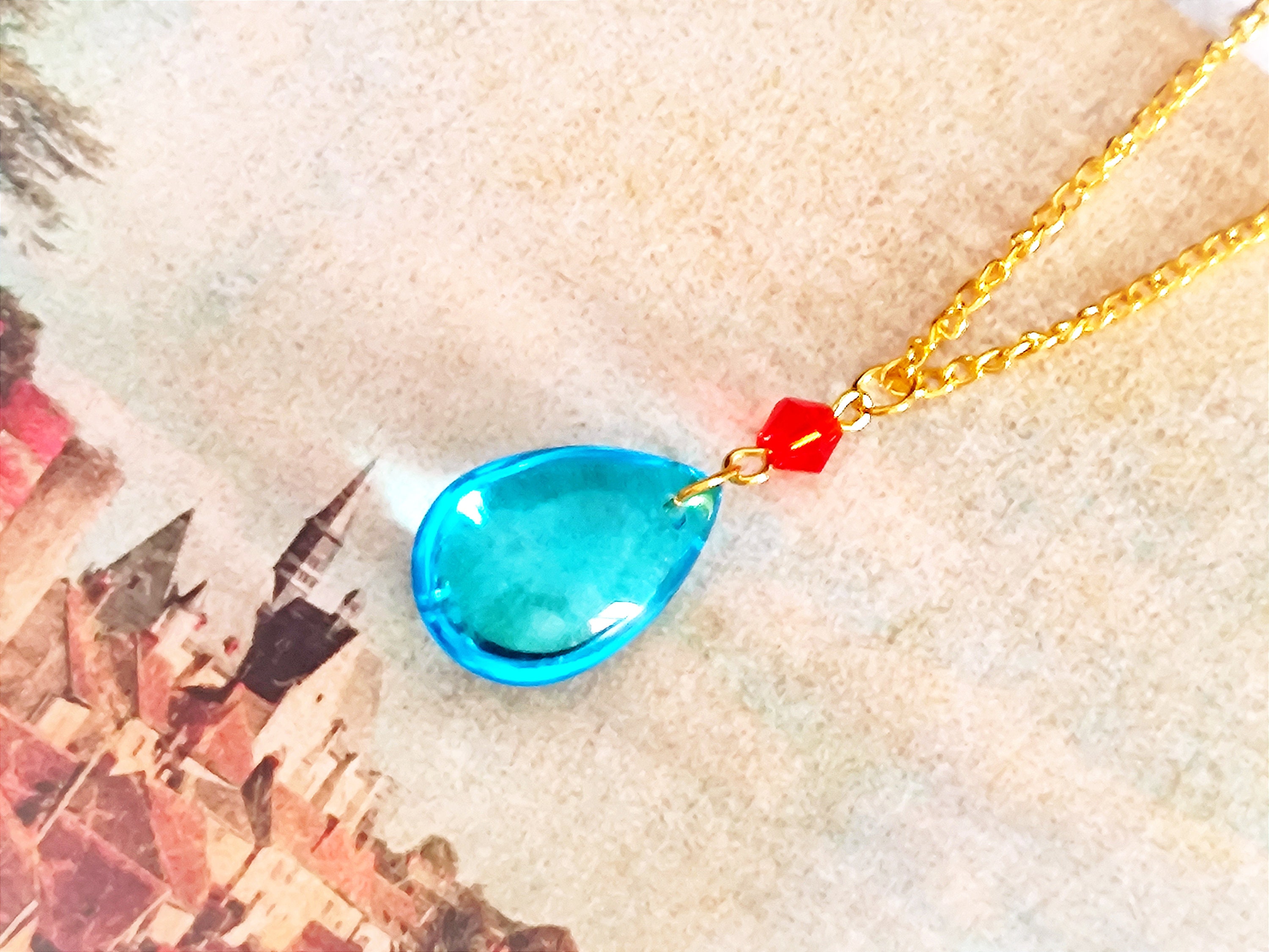 Blue Crystal Drop Pendant Necklace Inspired by Howl's Moving Castle ...
