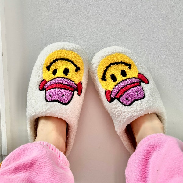 Smiley Face Slippers - Etsy