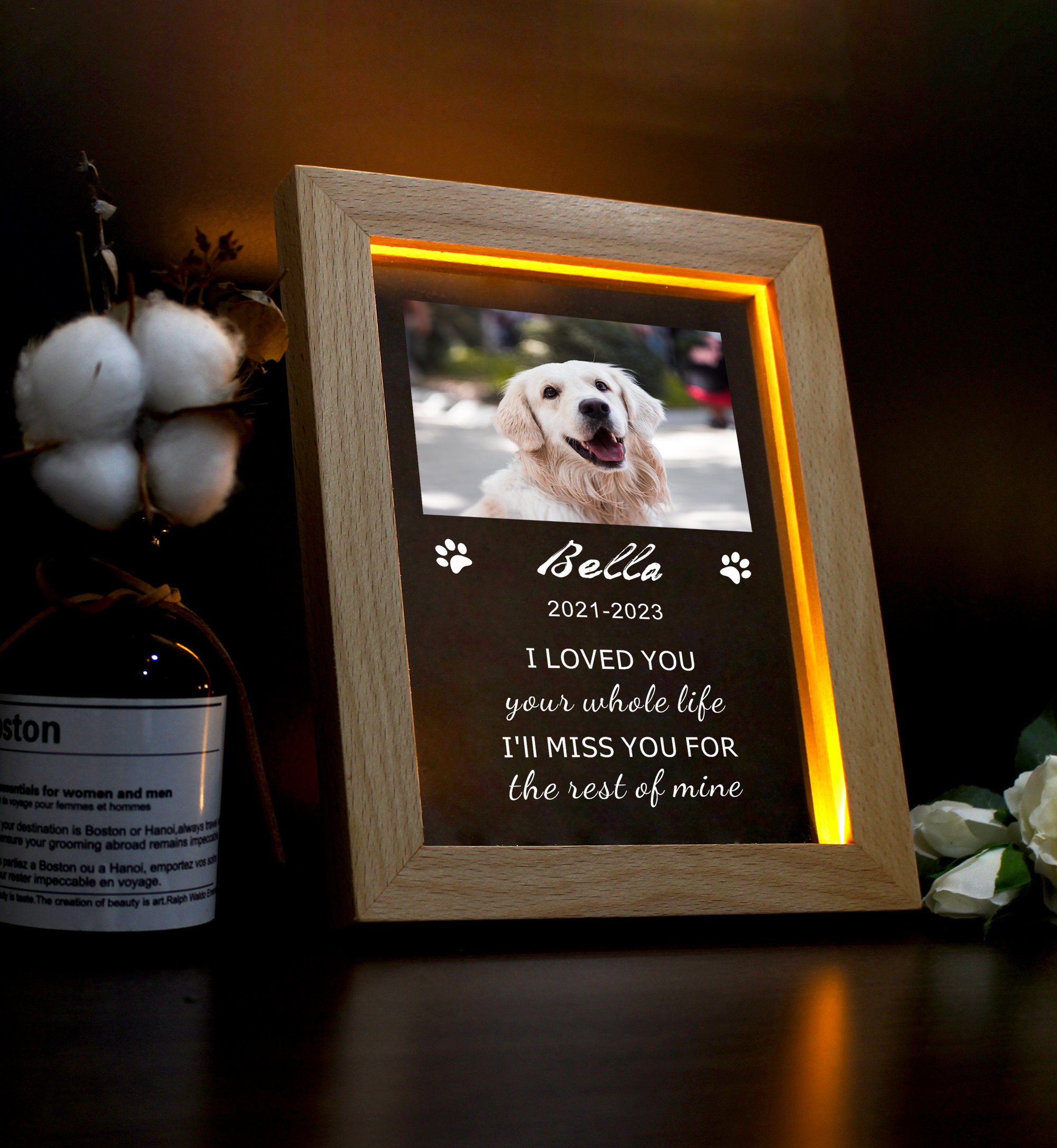 Custom Pet Memorial Photo Frames Light up Pet Memorial Plaque - Etsy