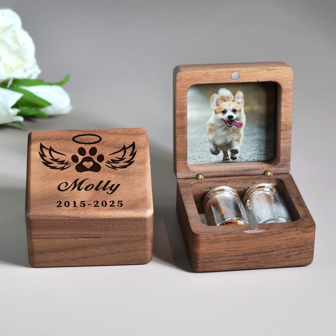 Custom Wooden Pet Fur Keepsake Box: Engraved Pet Memorial Gift - Etsy