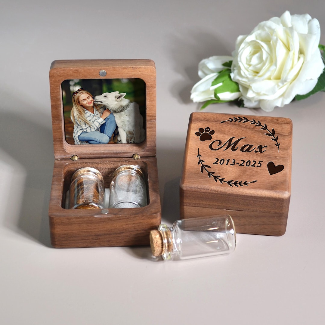Custom Wooden Pet Fur Keepsake Box: Engraved Pet Memorial Gift - Etsy