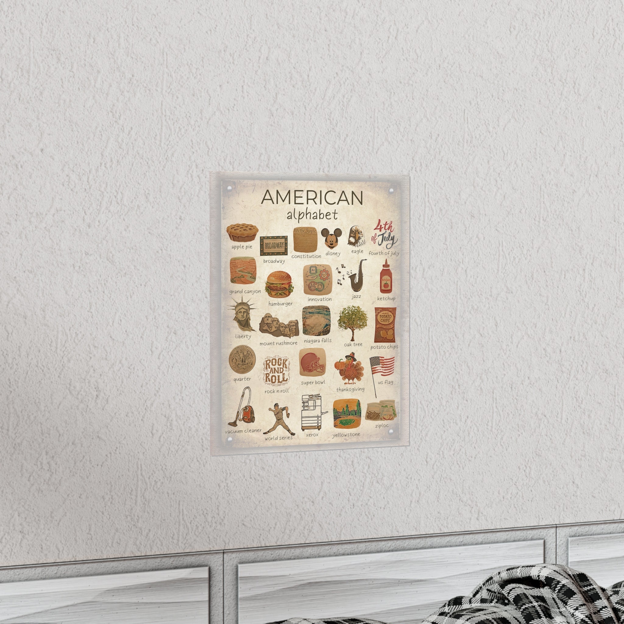 Vintage American Alphabet, Custom Vertical Poster, Patriotic USA Wall ...