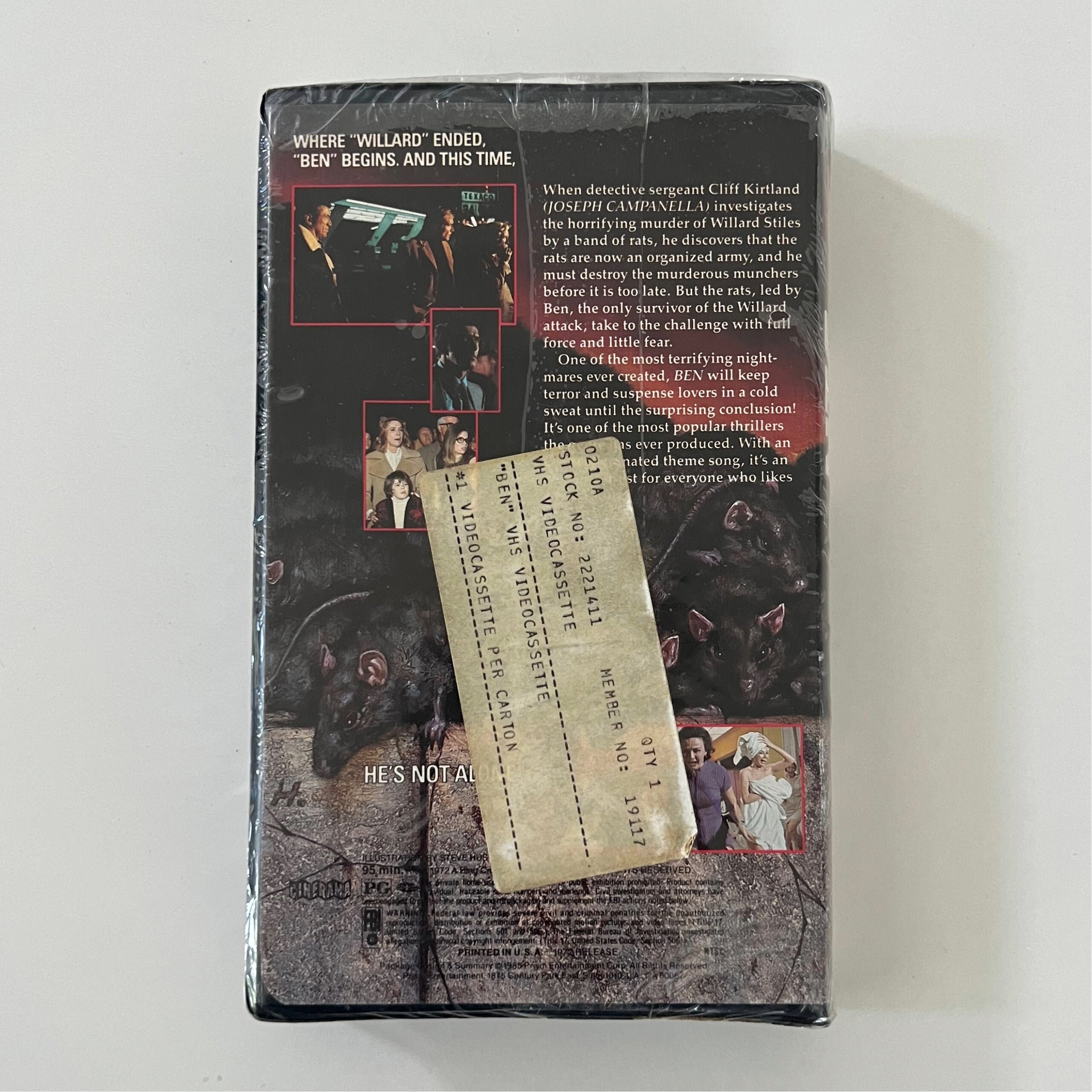 Vintage 1985 BEN Horror VHS Sealed Produced by Michael Jackson - Etsy