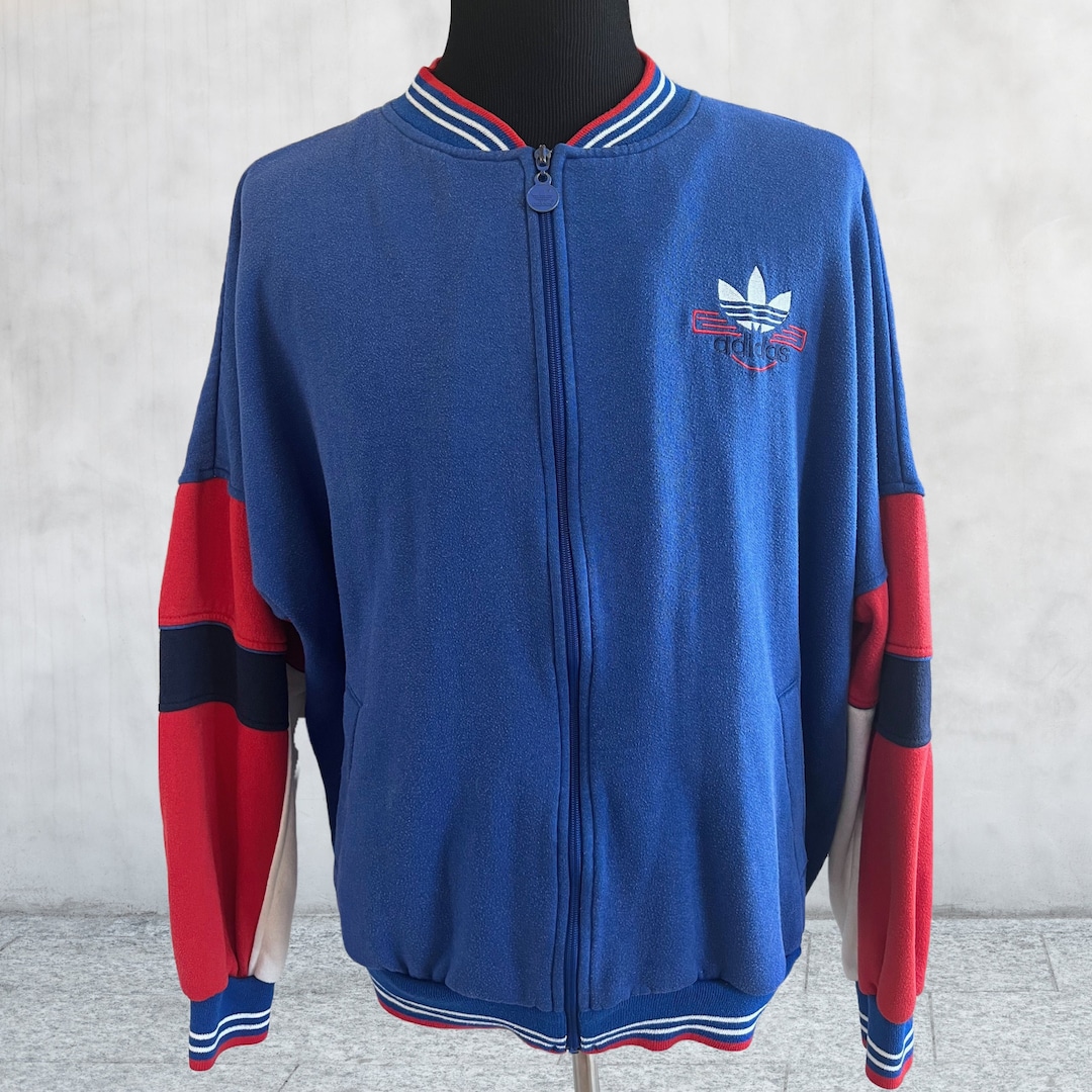 Vintage Adidas Blue Track Jacket. Blue With Red and White Trim. - Etsy