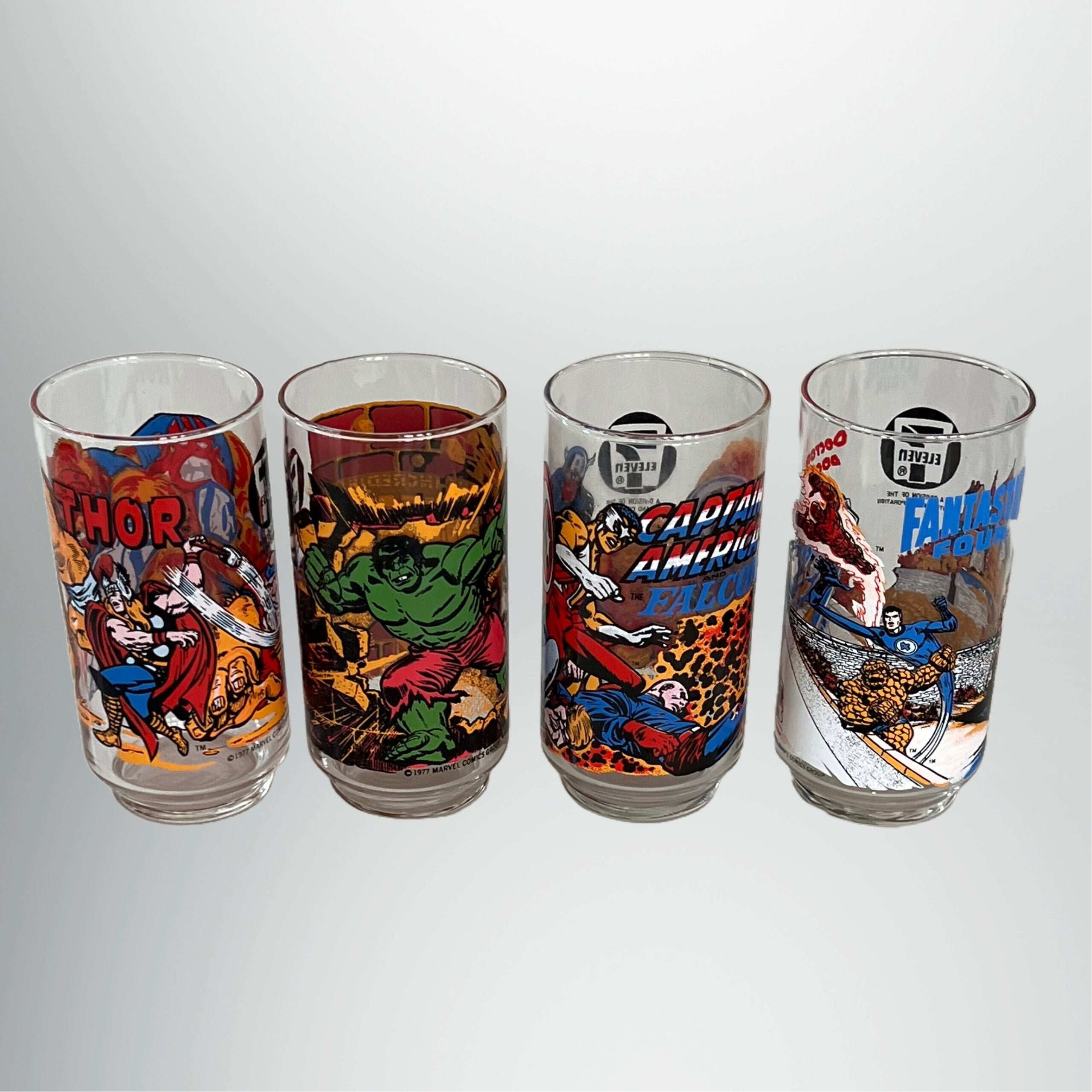Vintage 1977 Marvel Collectible 7-eleven Glass Set 4 Glasses Hulk ...