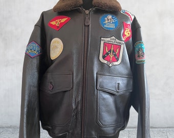 Pilot Leather Jacket Vintage - Etsy