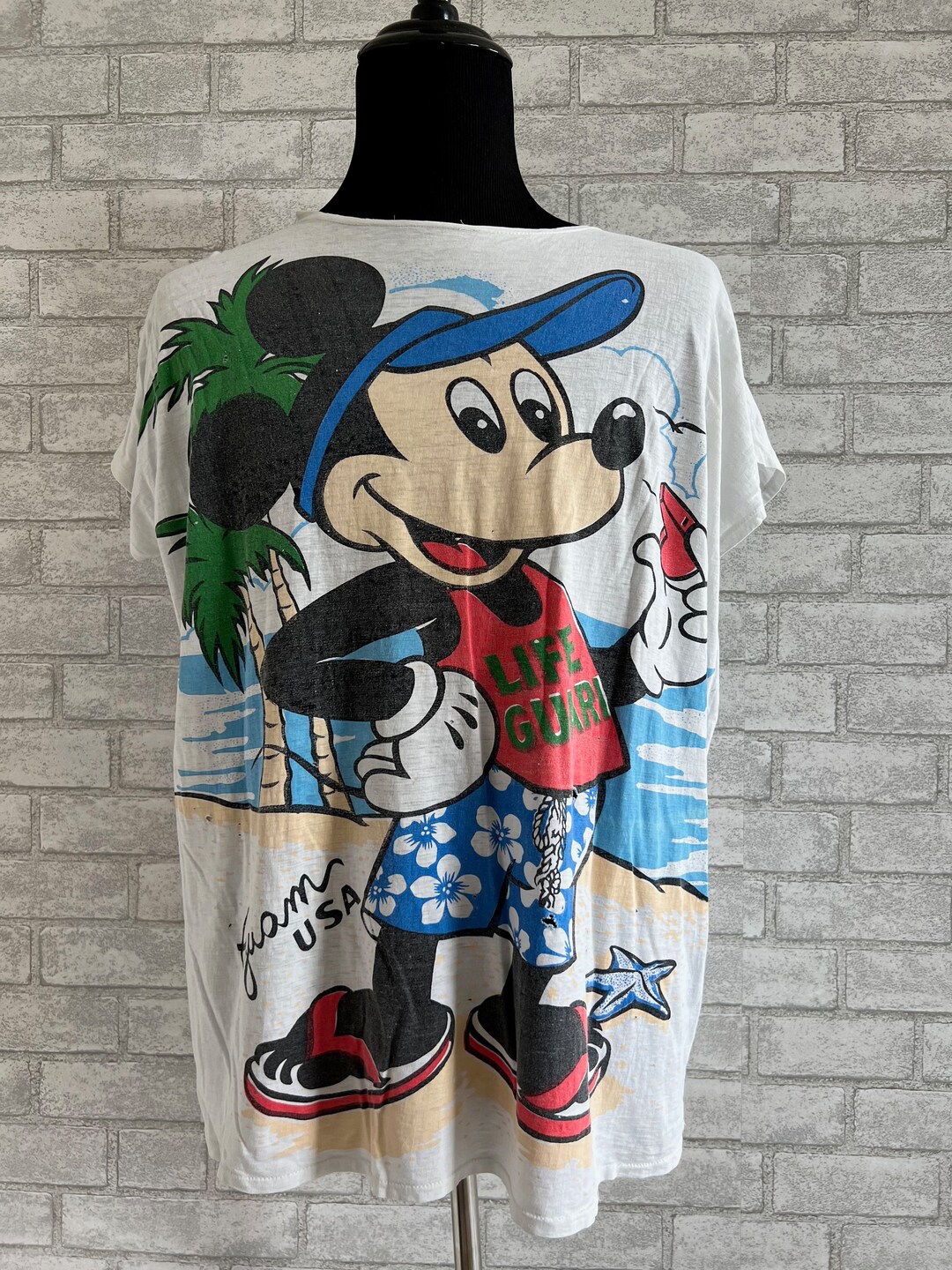 Vintage Distressed Mickey Gaum Lifeguard Double Sided AOP T-shirt - Etsy