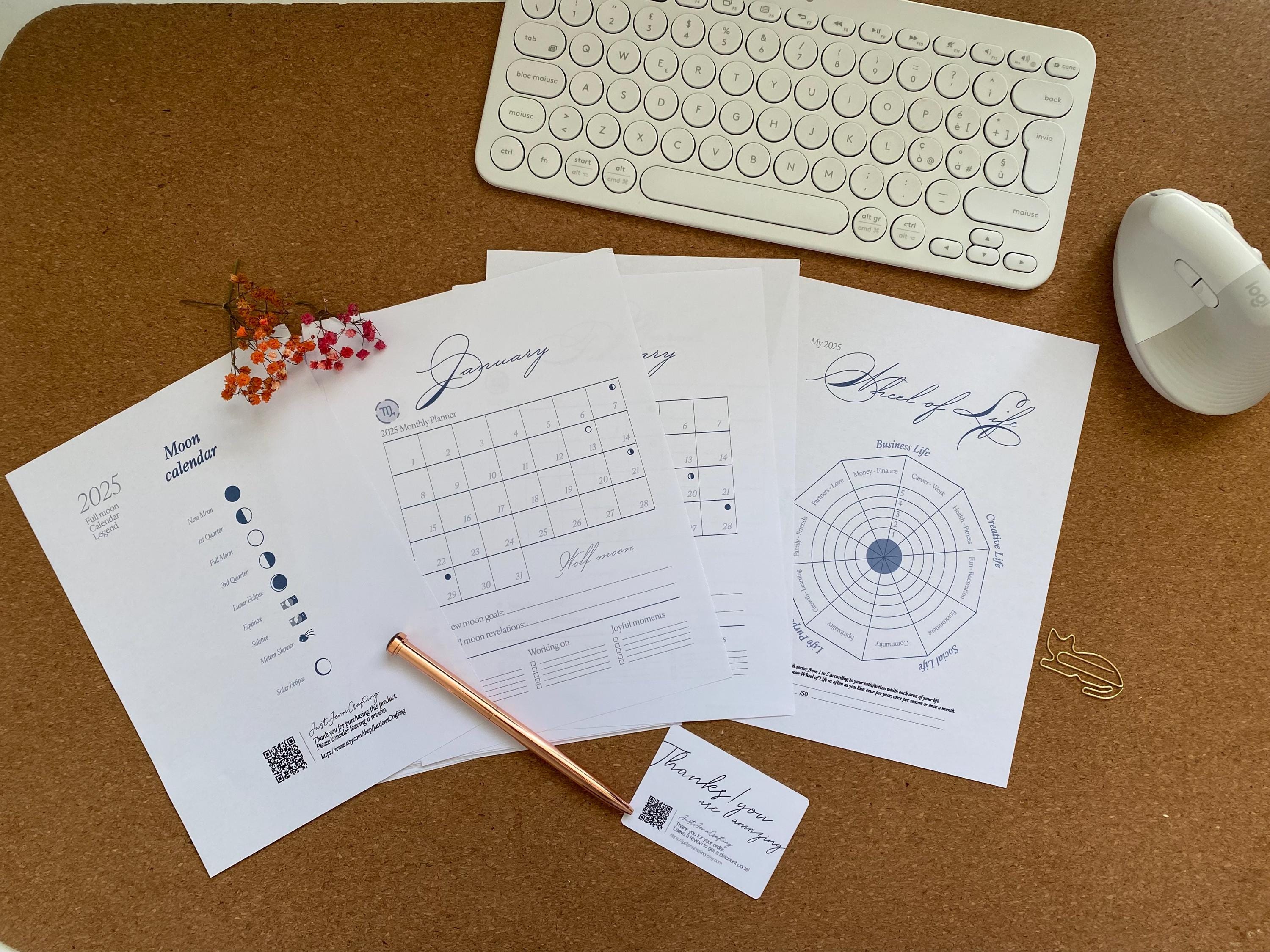 DIGITAL - 2025 Calendar Moon Eclipse Tracker, Digital Printable Week ...