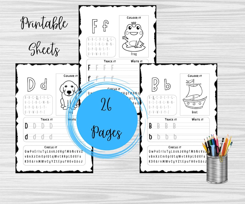 Upper & Lowercase Alphabet Printable Worksheets for Preschool - Etsy