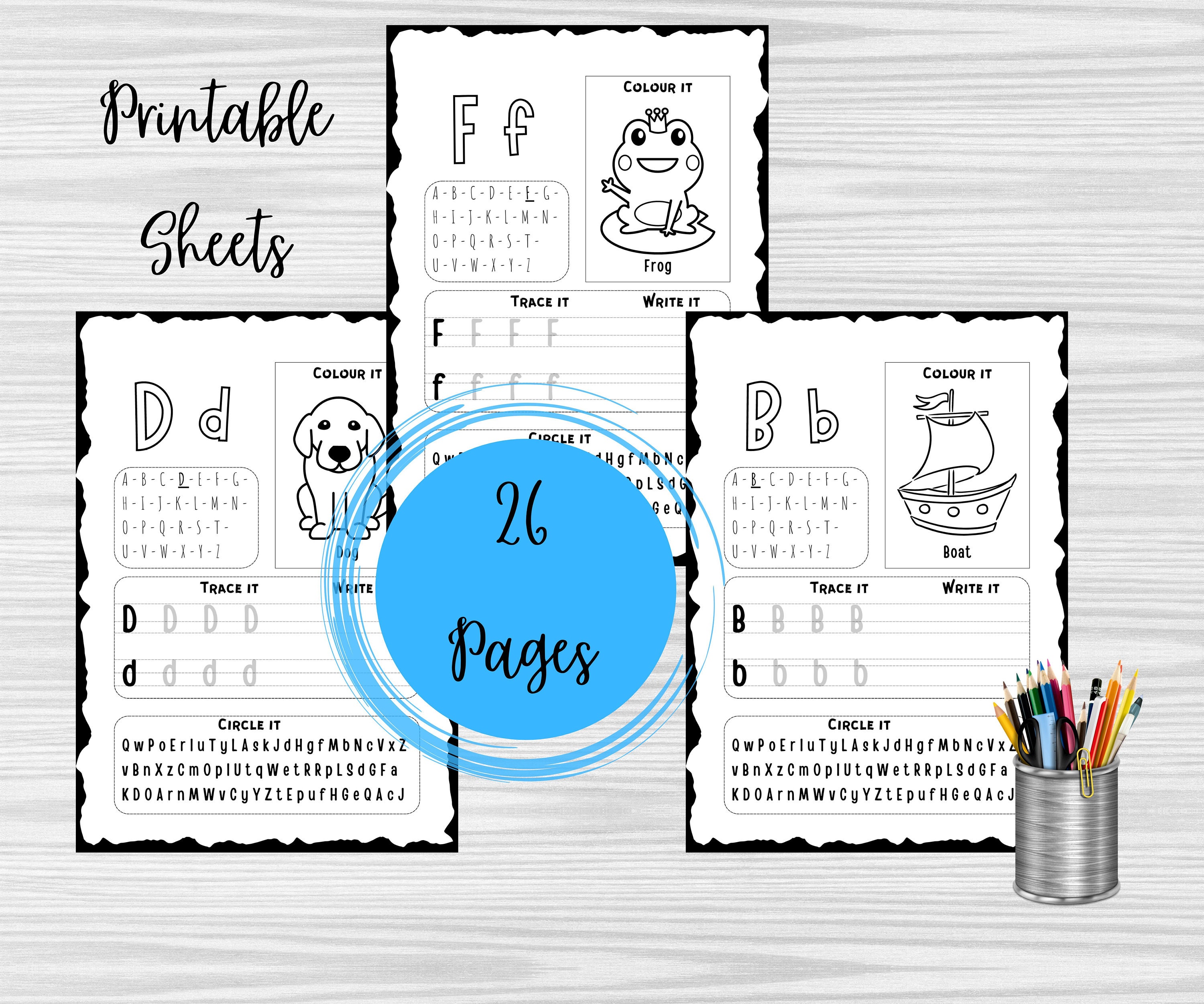 Upper & Lowercase Alphabet Printable Worksheets for Preschool or ...