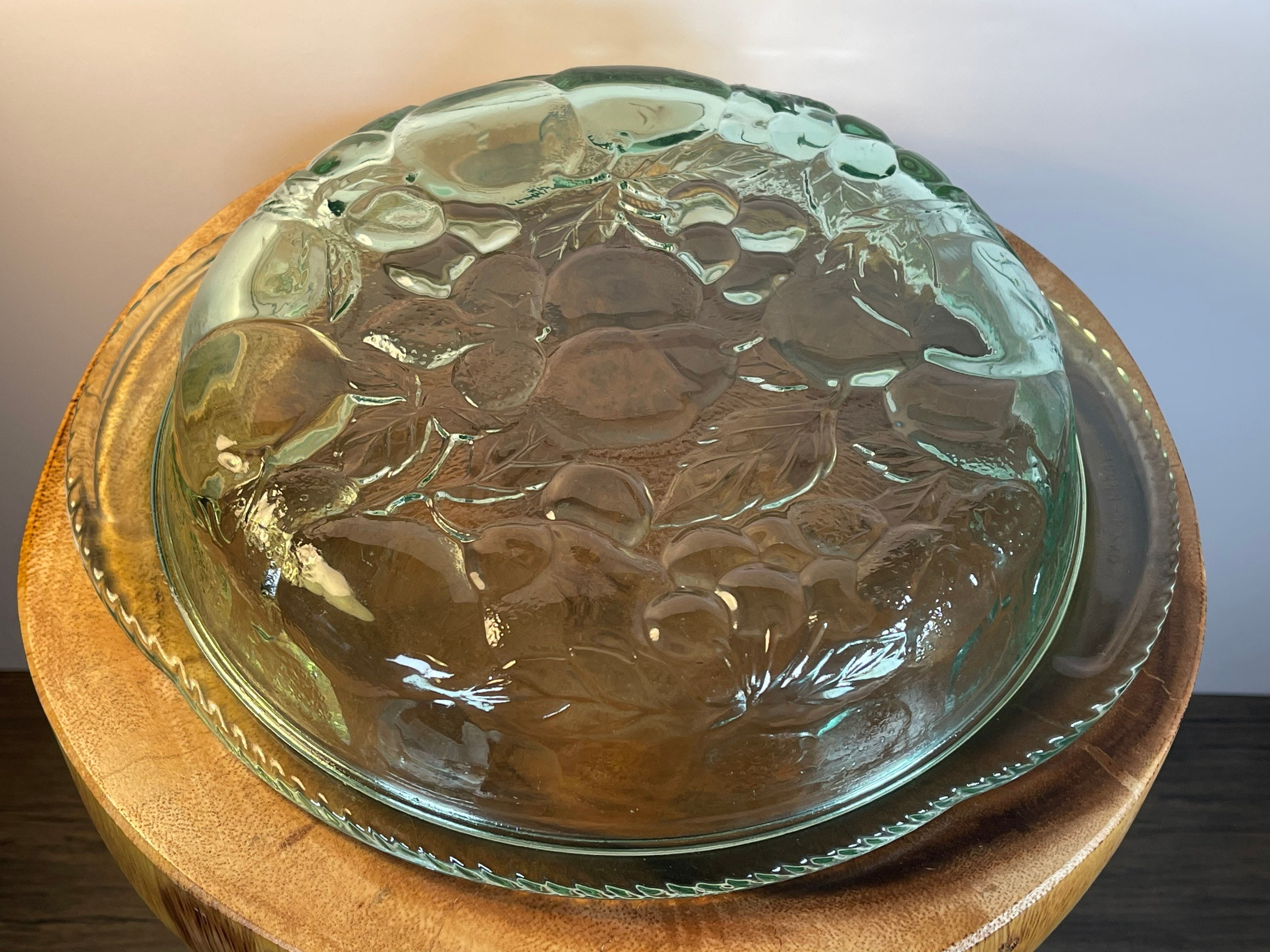 Vintage Libbey Orchard Fruit Green Pie Dish - Etsy