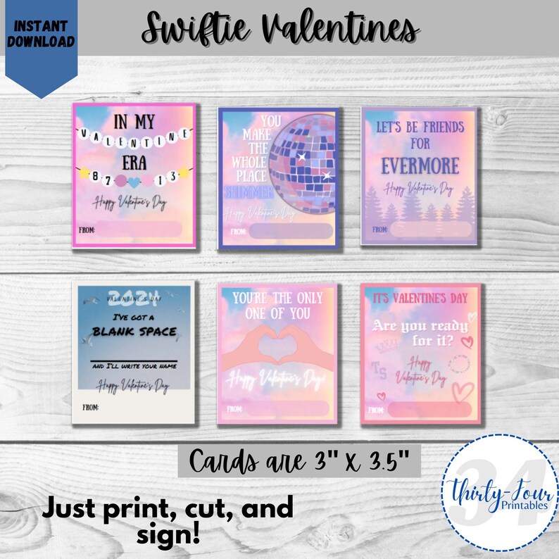 Taylor-inspired Valentine's, Swiftie Valentine's Day Cards, Printable ...