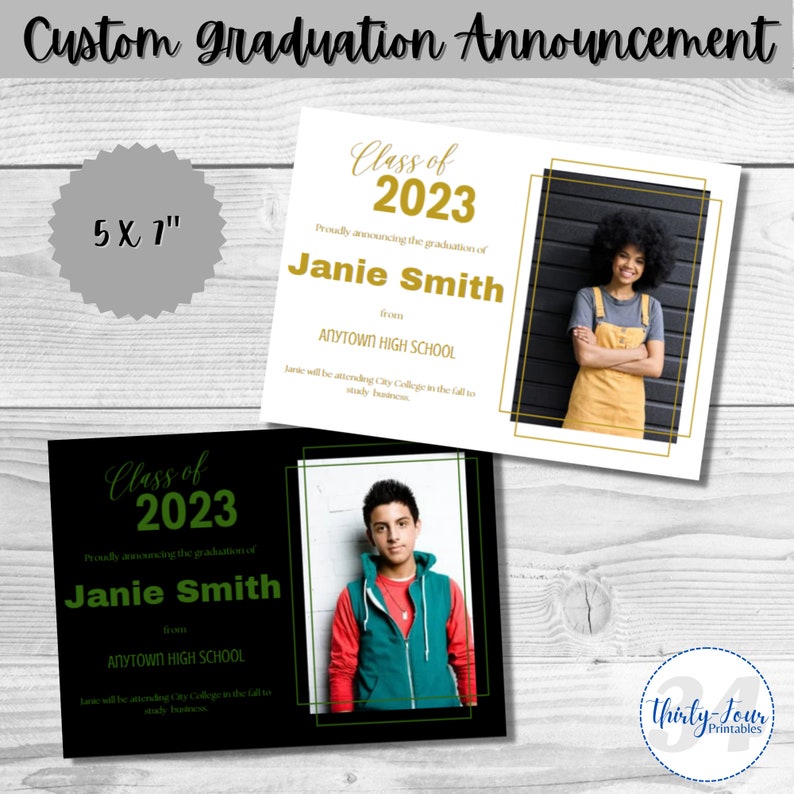 Custom Graduation Announcement Printable or Digital - Etsy