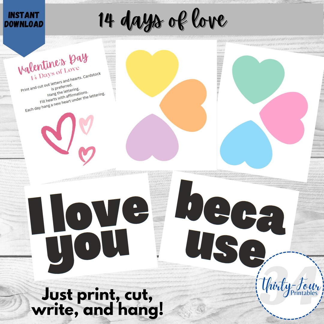 14 Things I Love About You Activity, Kids Craft, Valentines Day Advent ...
