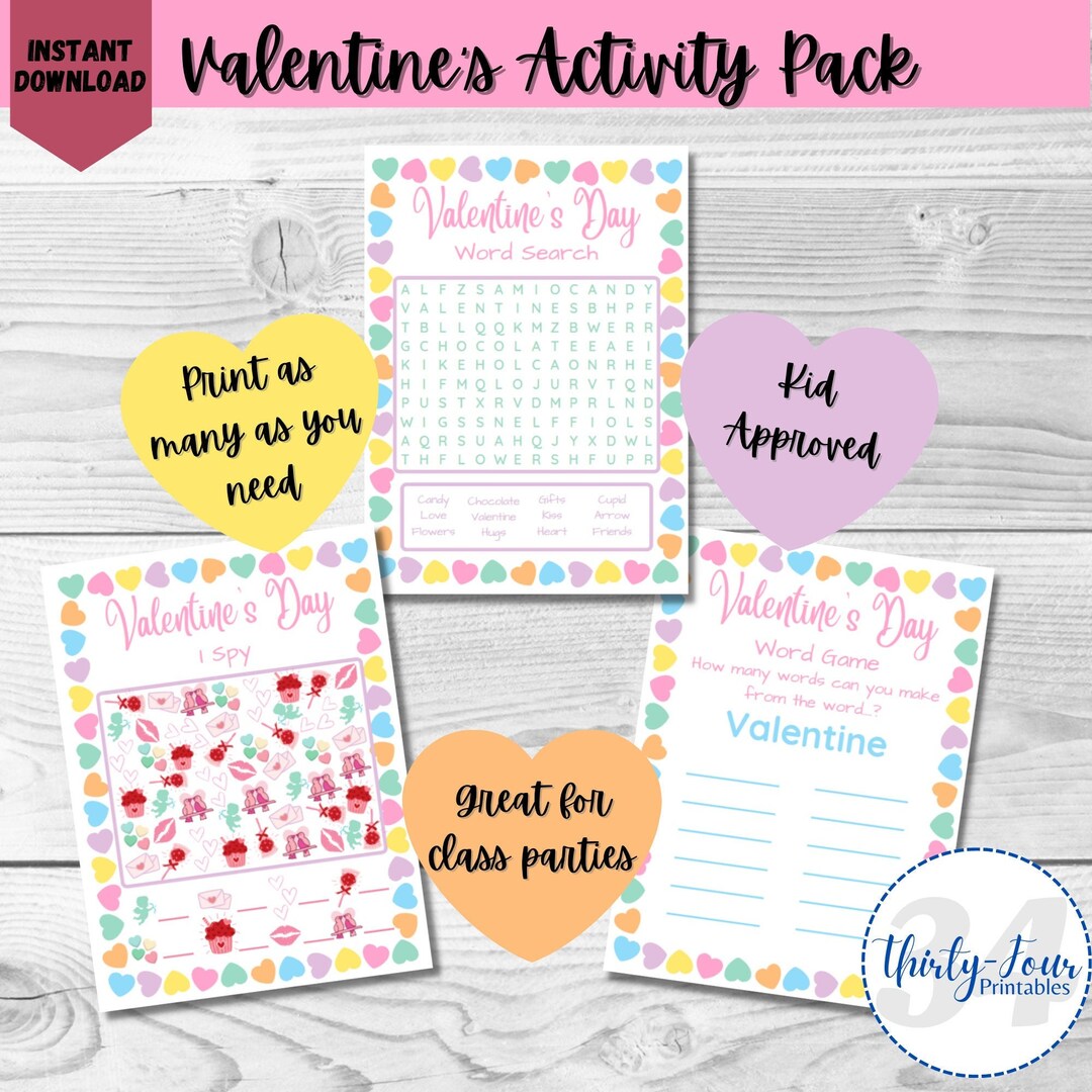 Valentines Activity Pack for Kids, Homeschool, or Classroom - Etsy