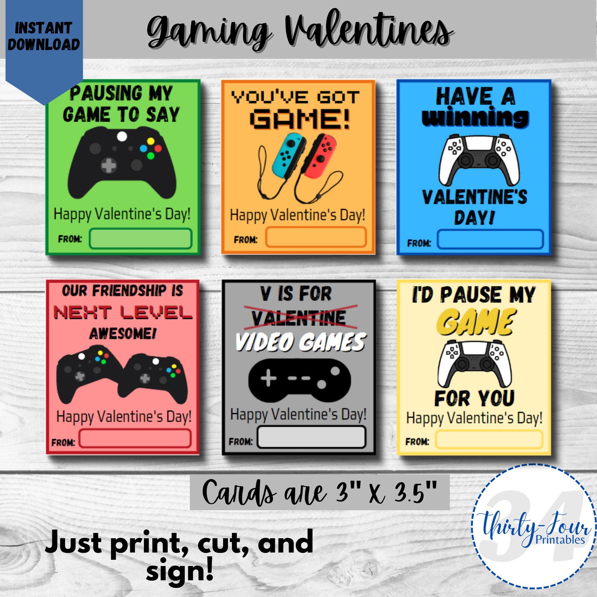 Gamer Valentines Day Card for Kids, Gamer Printable Valentines Cards ...