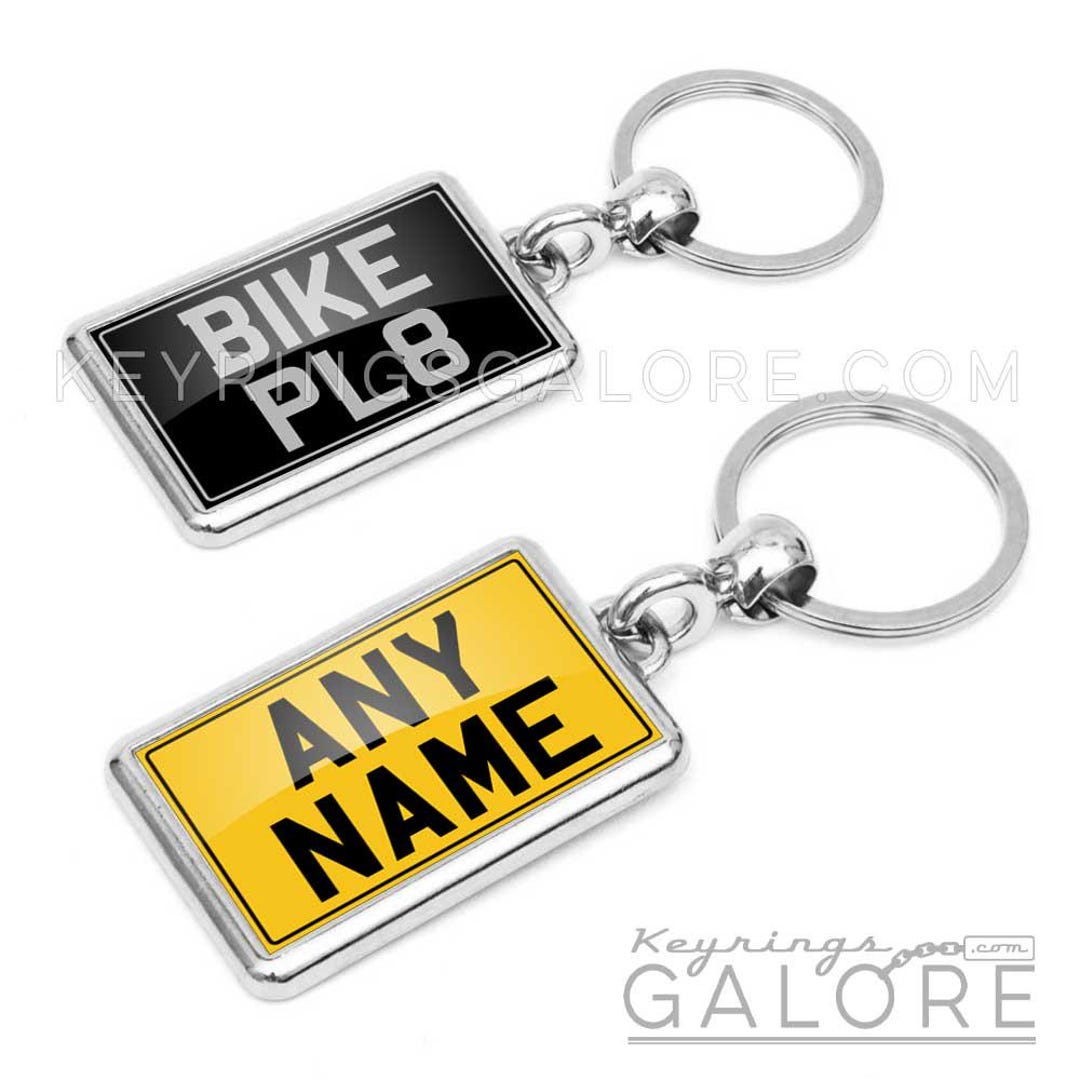 Personalised Motorbike License Plate Keyring, Metal Number Plate ...