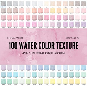 100 Watercolor Texture Digital Papers Commercial Use Instant - Etsy