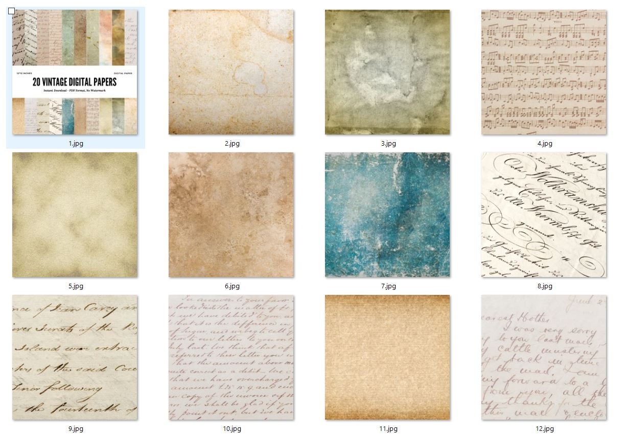 20 Vintage Digital Papers PDF Instant Download CMYK Best for Printing ...