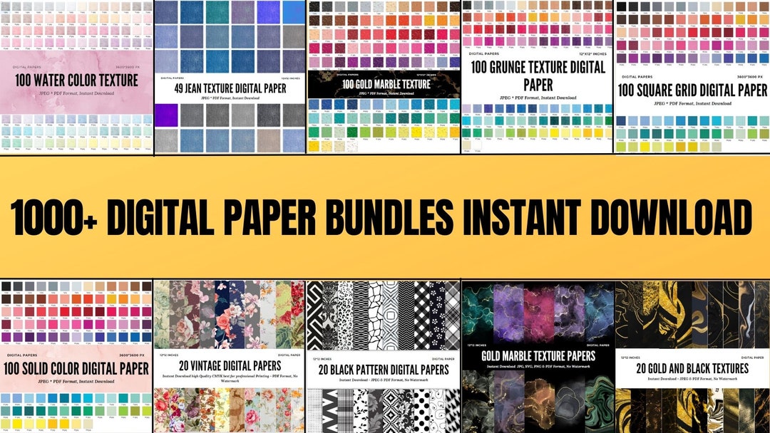 1000 Digital Papers, Commercial Use Instant Download Water Color ...