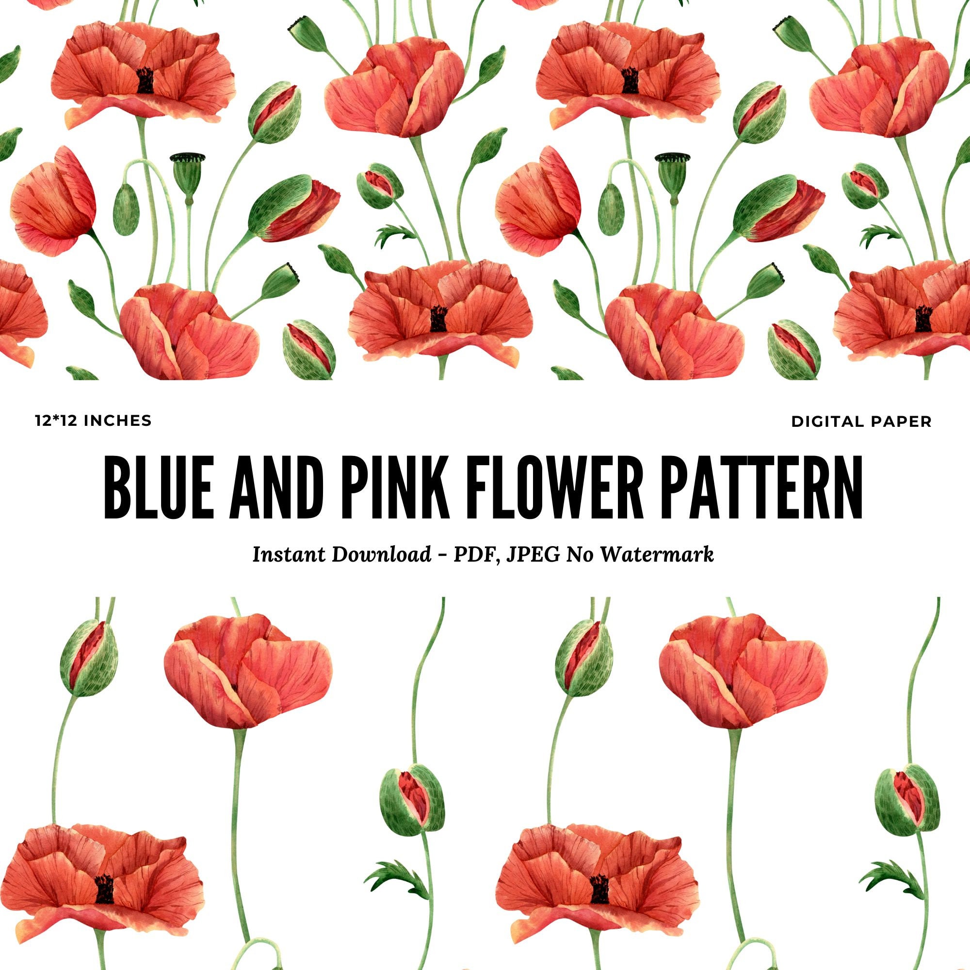 10 Flower Pattern Digital Paper Pdf, Jpg, Svg, Png Instant Download ...