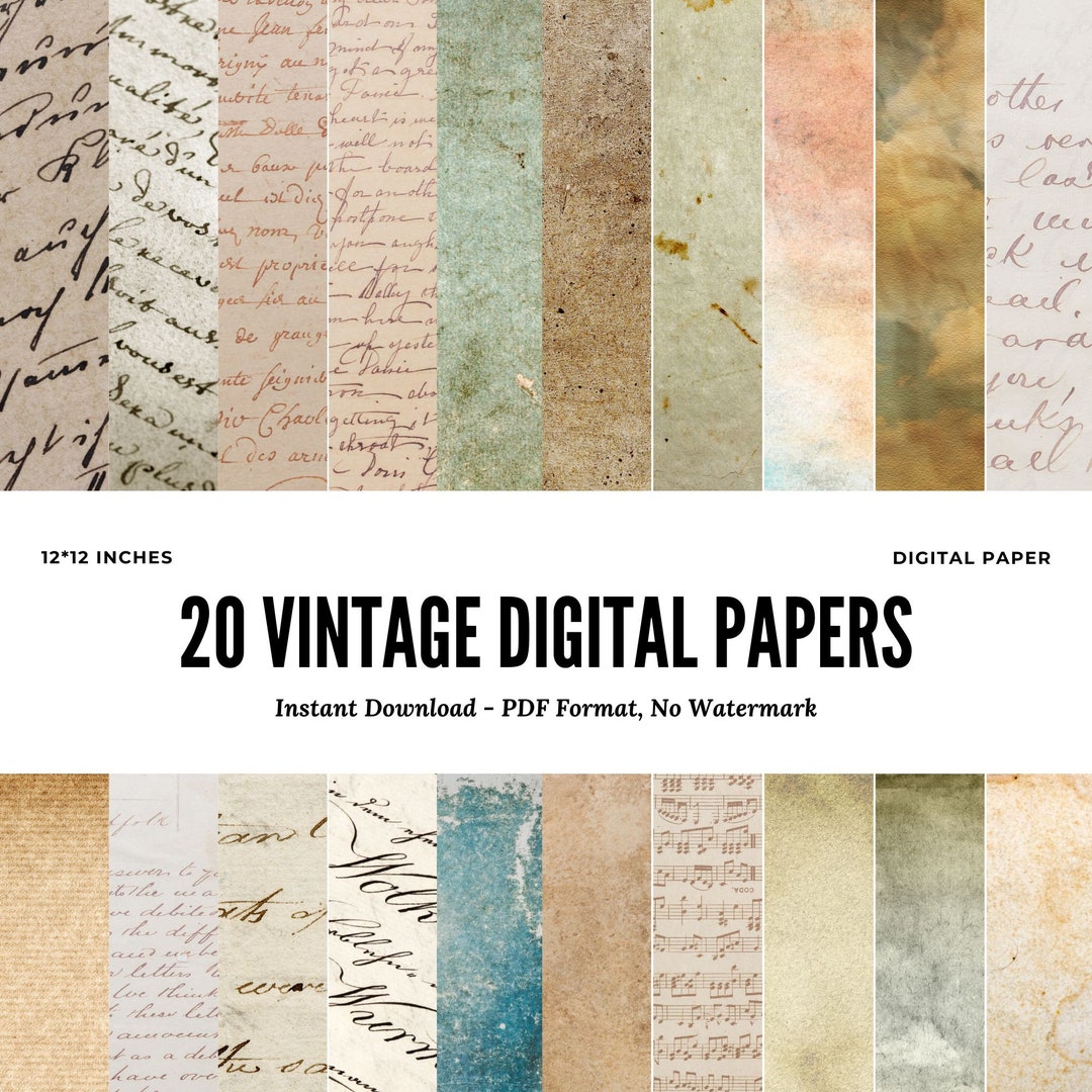 20 Vintage Digital Papers PDF Instant Download CMYK Best for Printing ...