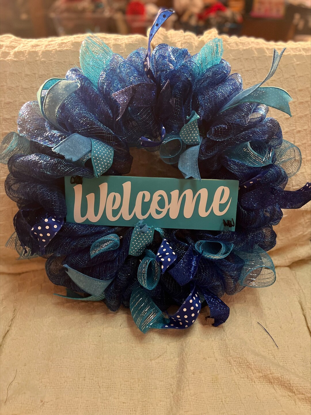 Blue Welcome Themed Wreath - Etsy