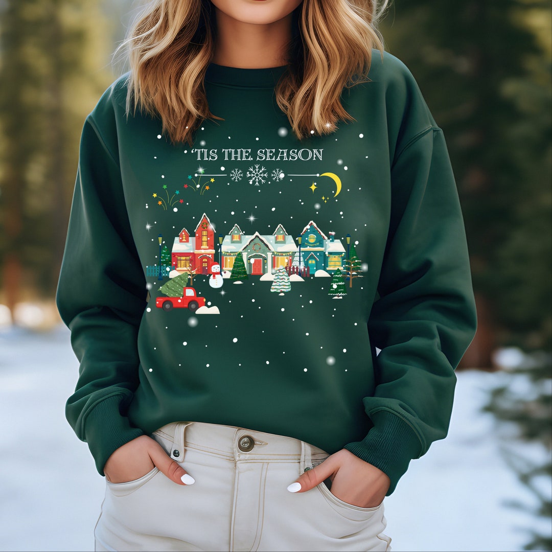 Winter Village Sweater Christmas Sweater Christmas Crewneck - Etsy