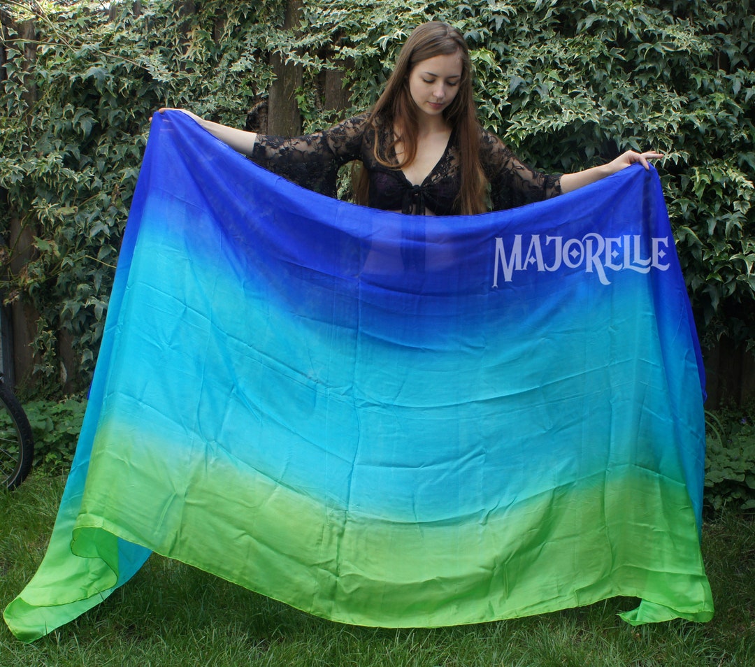 Silk Belly Dance Veil Blue Turquoise Green - Etsy