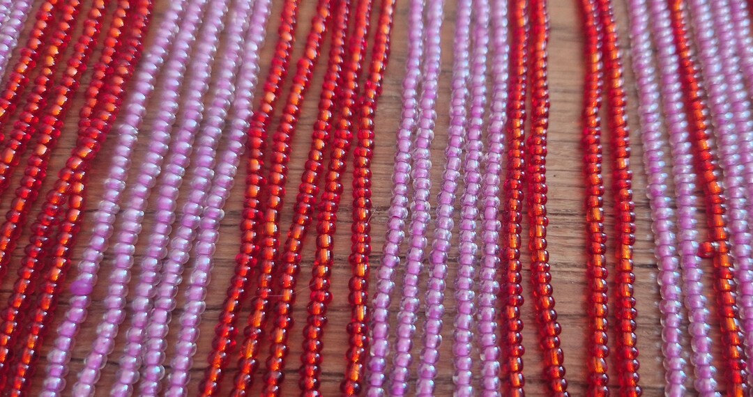 Home / Accessories / DIY / Beaded Strip With Red/pink Strands With Many ...