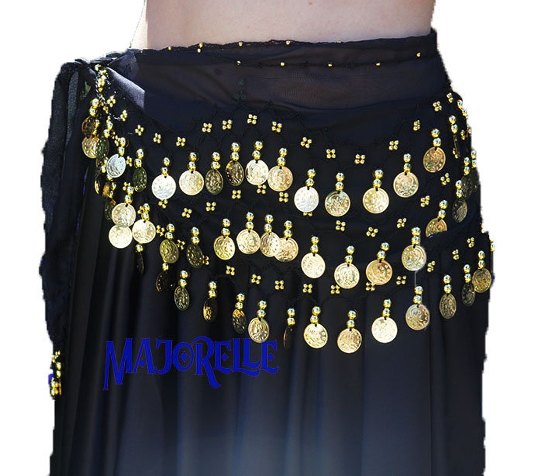 Belly Dance Hip Scarf With Gold Coins - Different Colors - Etsy