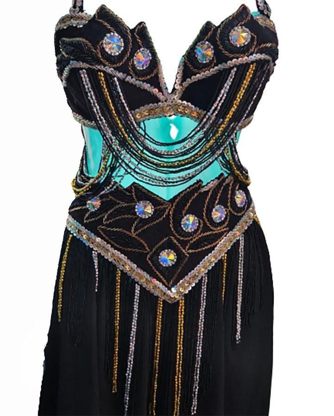Professional Belly Dance Costume Velvet With Gold and Silver ...