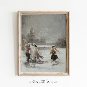 Ice Skating Print Vintage Christmas Winter Wall Art - Etsy