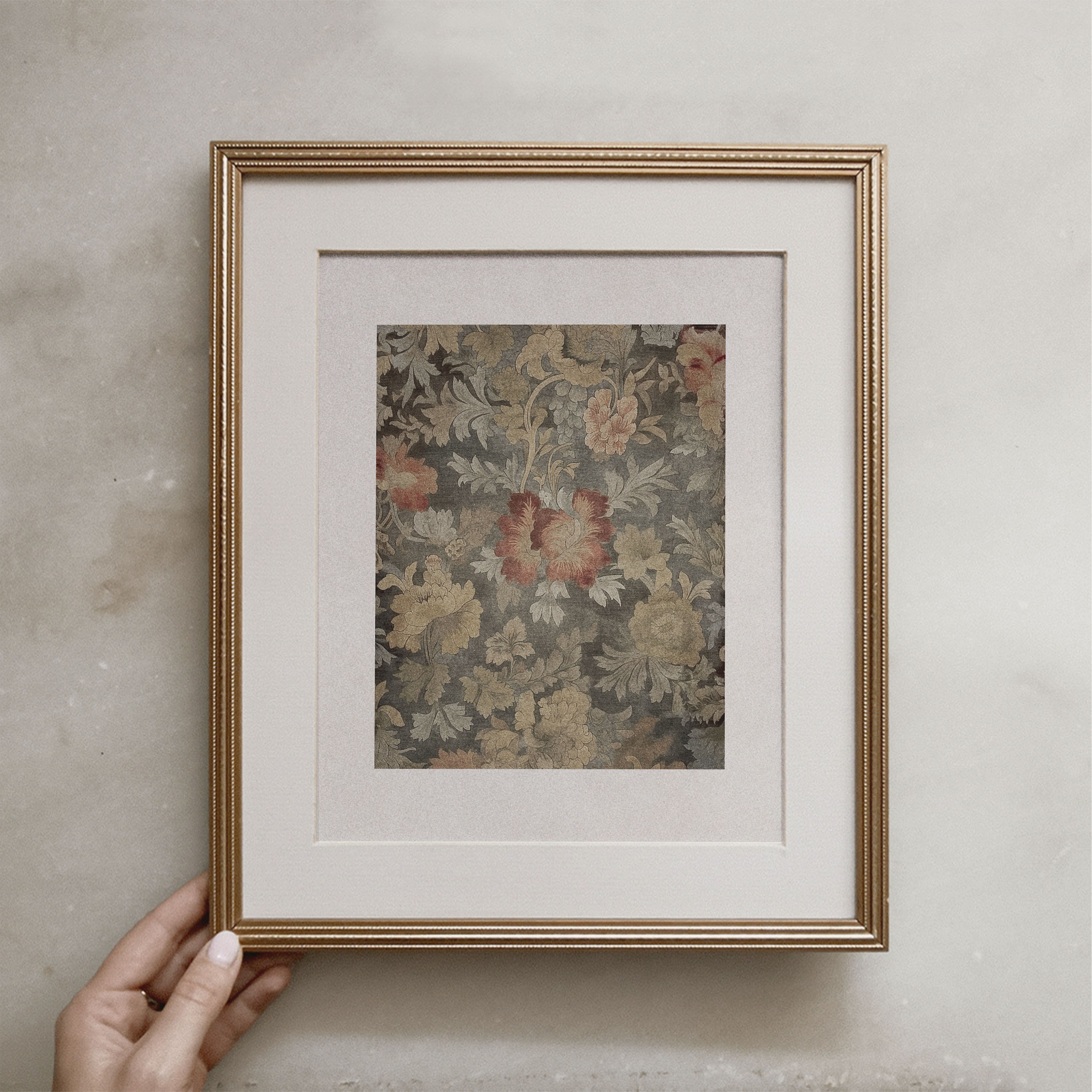 Vintage Textile Wall Art | Floral Rug Pattern Art Print | Printable ...