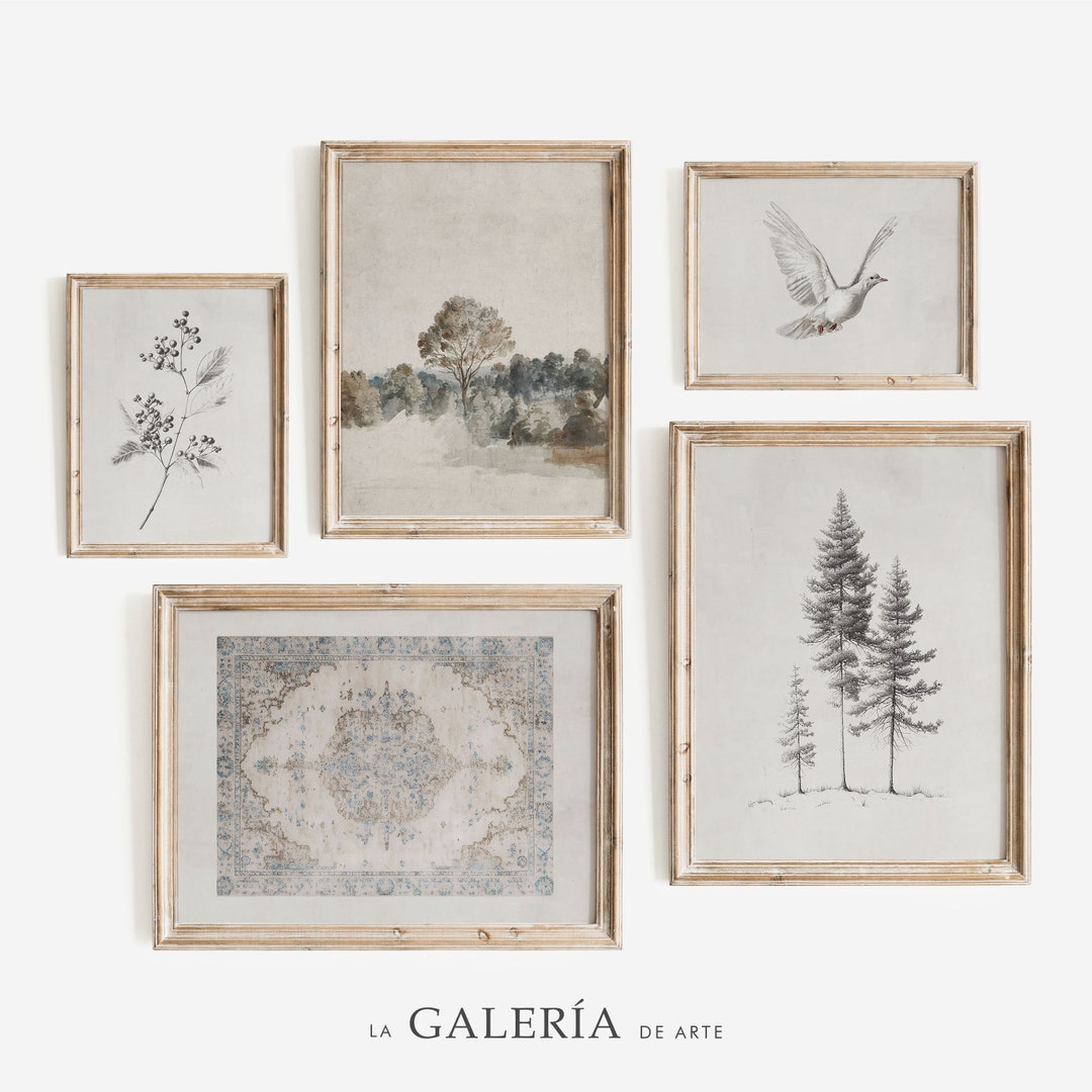 Neutral Gallery Wall Art | Vintage Gallery Wall Prints | Earthtone Art ...