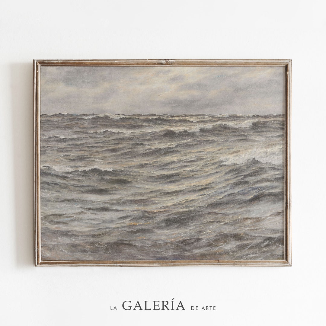 Coastal Vintage Painting | Ocean Waves Art | Vintage Ocean Print - Etsy