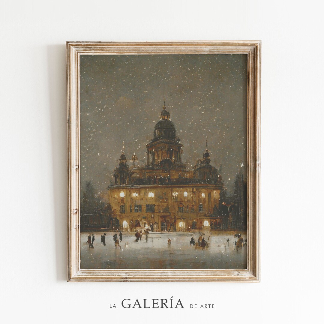 Ice Skating Print Vintage Christmas Winter Wall Art - Etsy