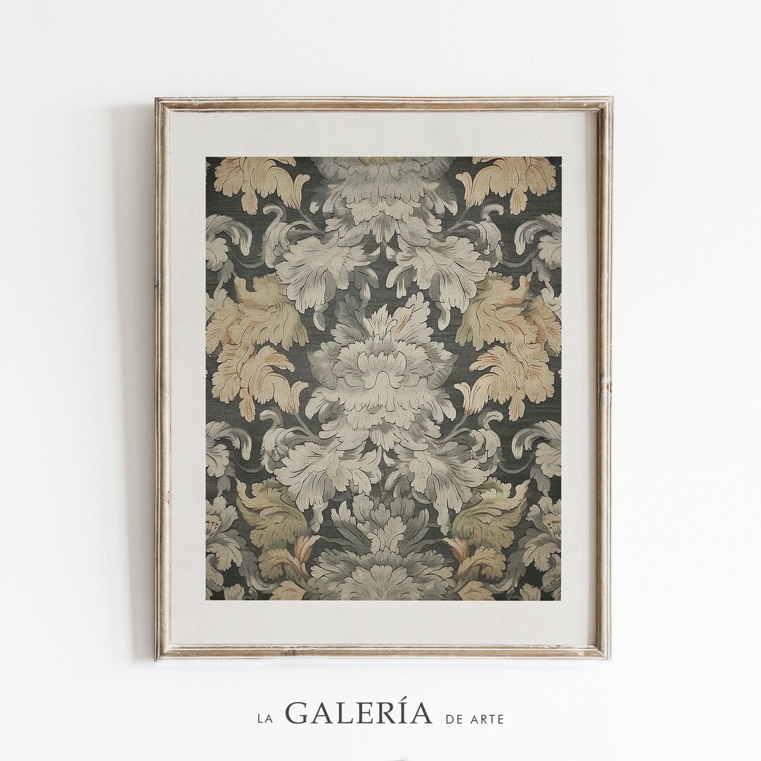 Vintage Textile Art Rug Pattern Wall Print Moody Tapestry Digital ...