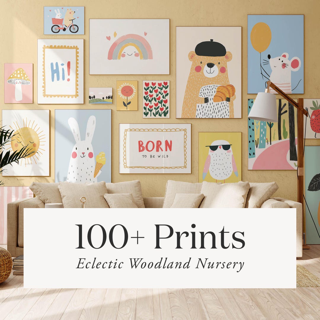 Bundle of 100 Nursery Prints | Eclectic Woodland Wall Art | Playful ...