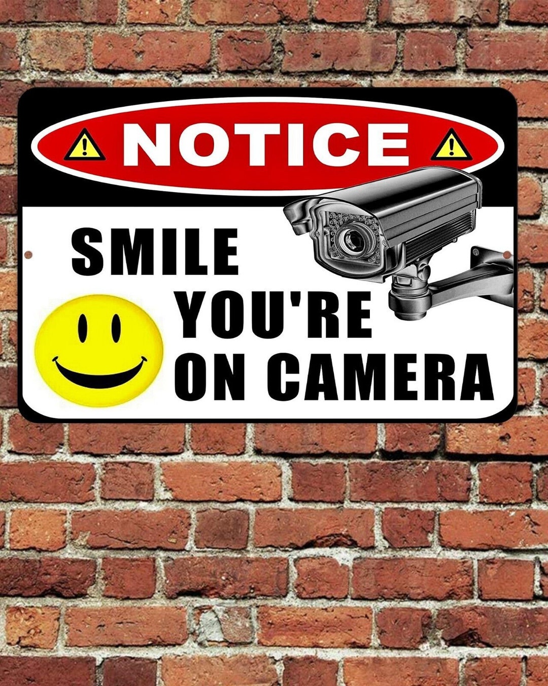 Notice Smile You're on Camera Warning Sign Aluminum Metal 8"x12" - Etsy
