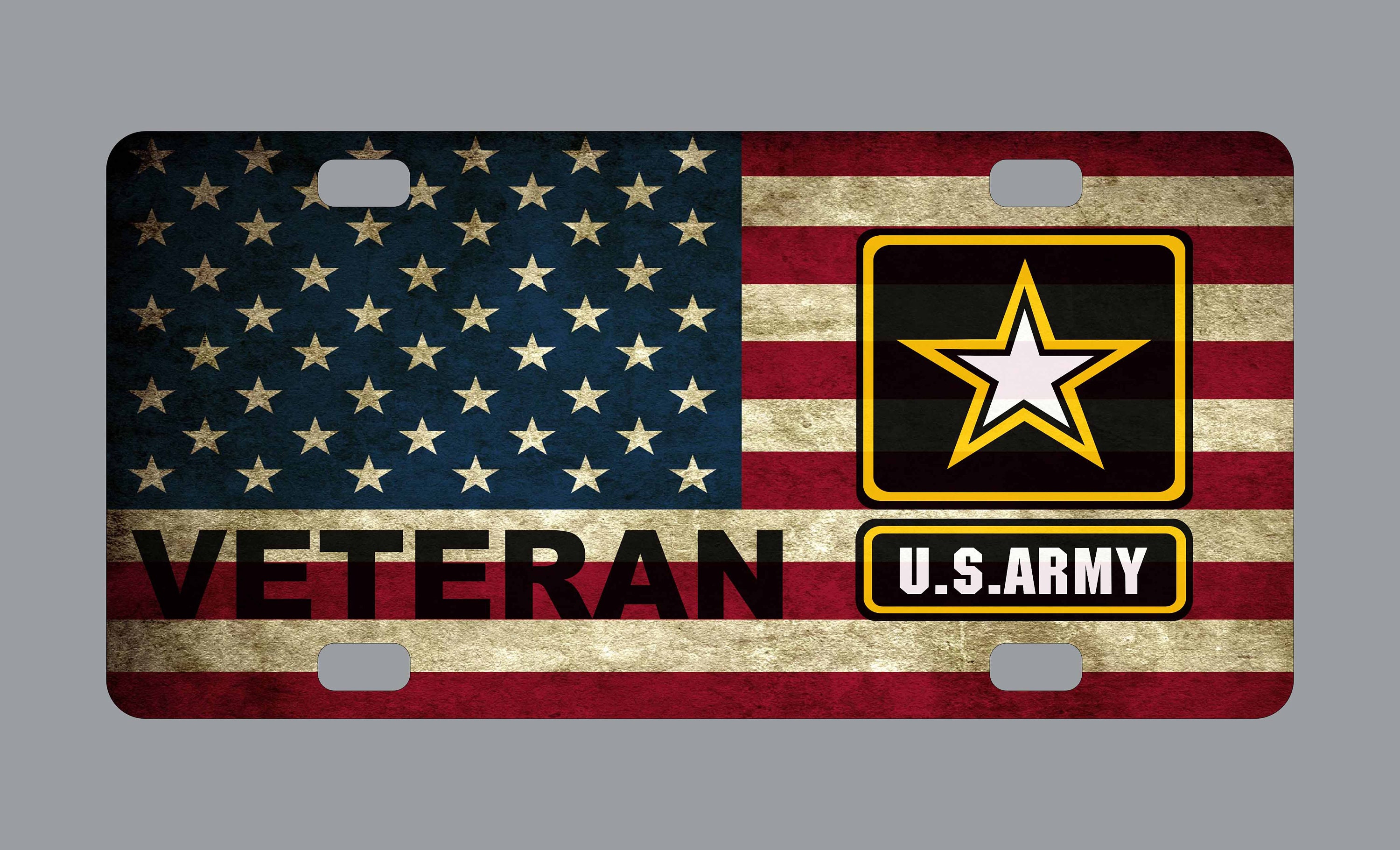 Army Veteran License Plate American Flag Aluminum 6"x12" Front Vet ...