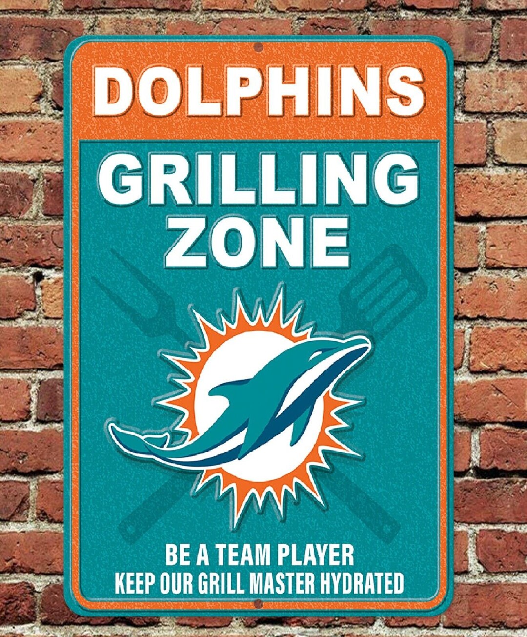 Miami Dolphins Grilling Zone Sign Aluminum Metal 8"x12" - Etsy