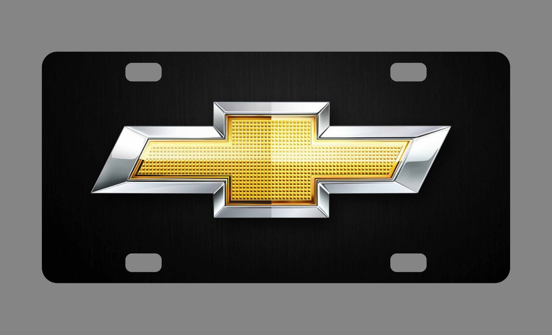 Chevy Chevrolet Emblem License Plate Black Metal Design Aluminum 6"x12 ...